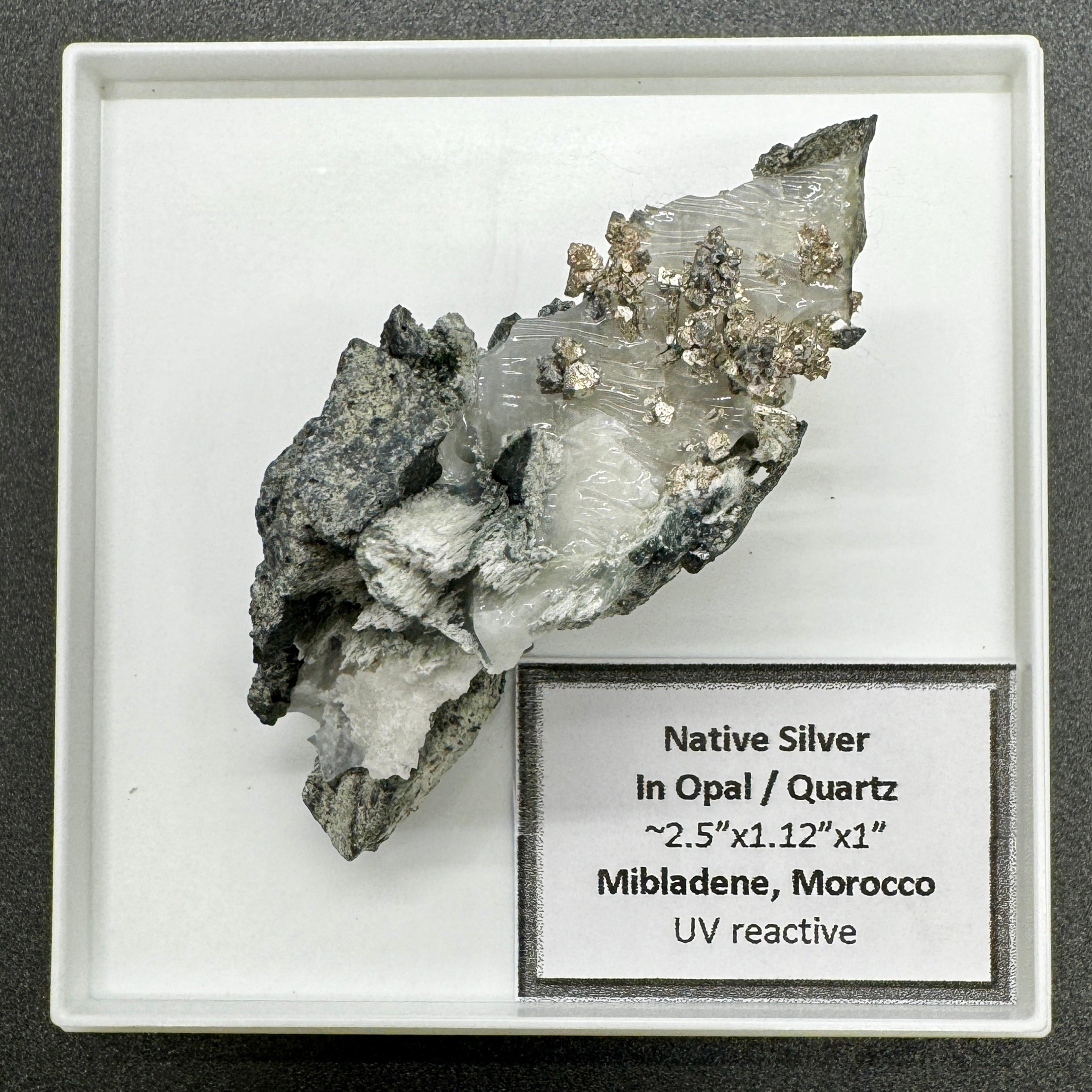 Native Silver on Opal Display Specimen – Shard Rocks and Minerals